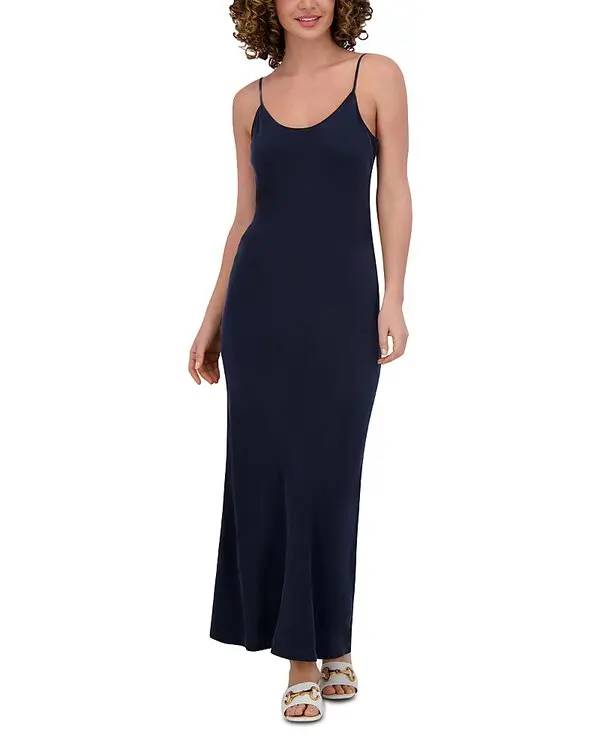 POINT Brushed Straight Slip Dress - Navy