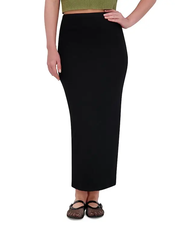 POINT Slim Rib Knit Skirt - Black