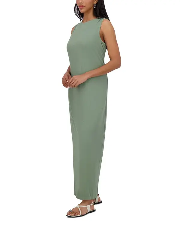 POINT Sleeveless Crewneck Straight Dress - Sage