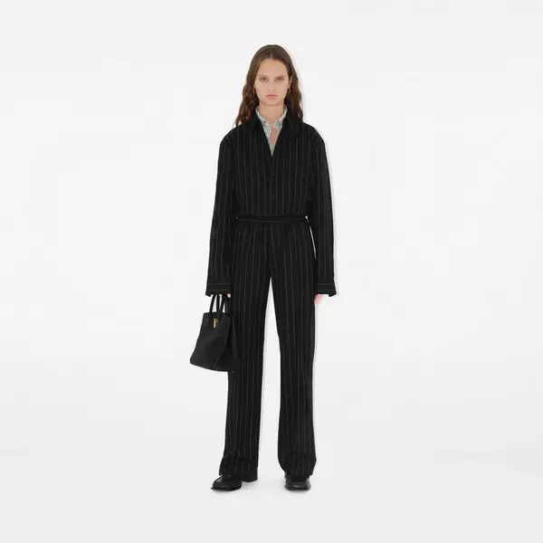 Burberry Pinstriped Wool Tailored Trousers