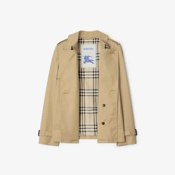Burberry Cotton Blend Trench Jacket - Beige