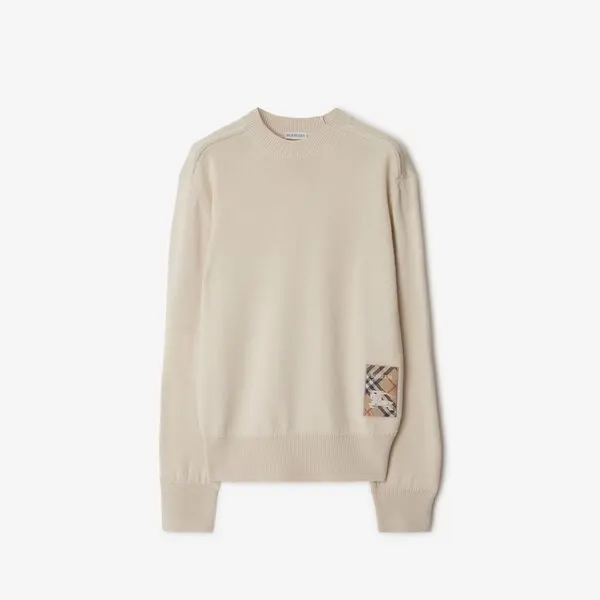 Burberry Check Label Wool Sweater - Nutmeg