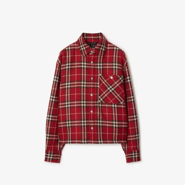 Burberry Check Wool Overshirt - Geranium