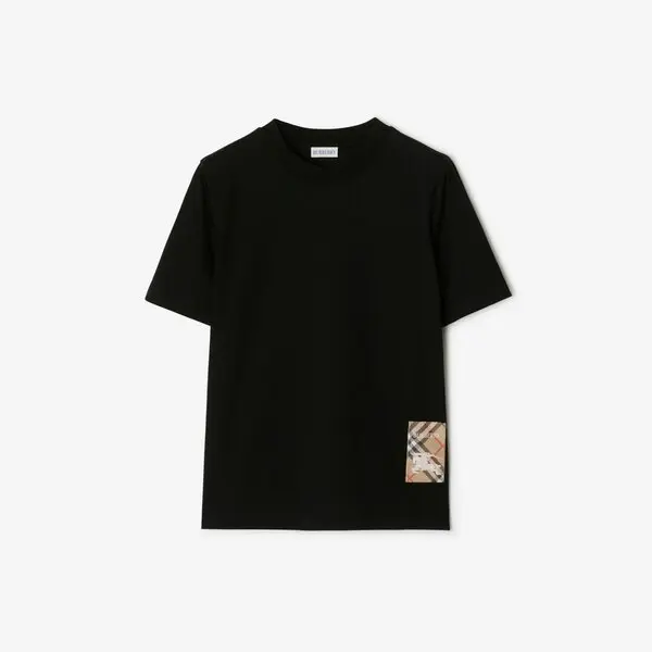 Burberry Cotton T-shirt With Appliquéd Label - Black