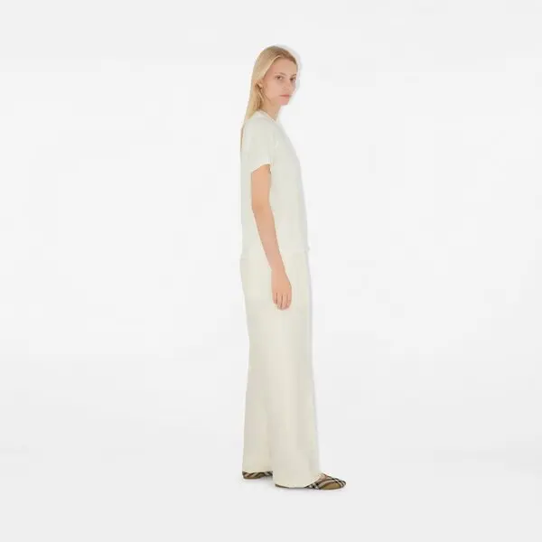 Burberry Cotton T-shirt With Appliquéd Label - Chalk White