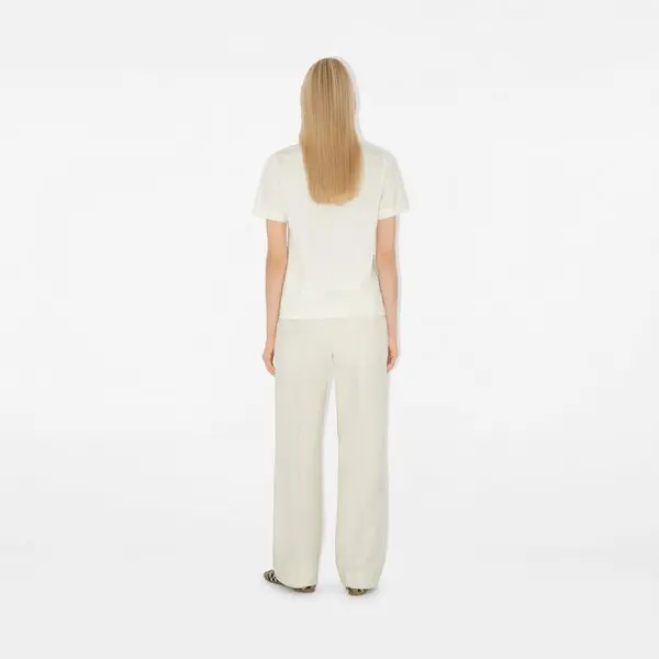 Burberry Cotton T-shirt With Appliquéd Label - Chalk White