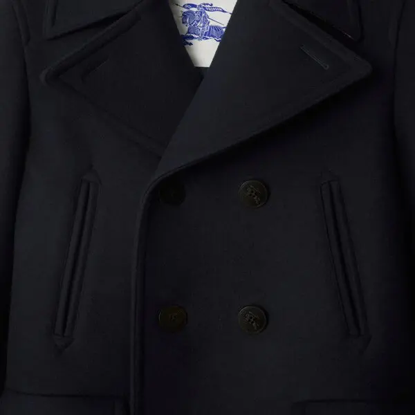 Burberry Wool Pea Coat - Navy