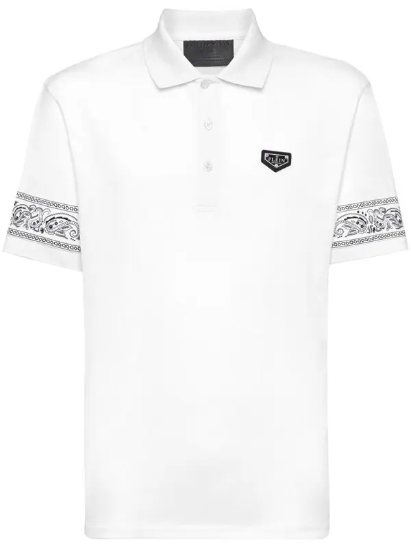 Philipp Plein Paisley Gothic Plein Polo Shirt - White