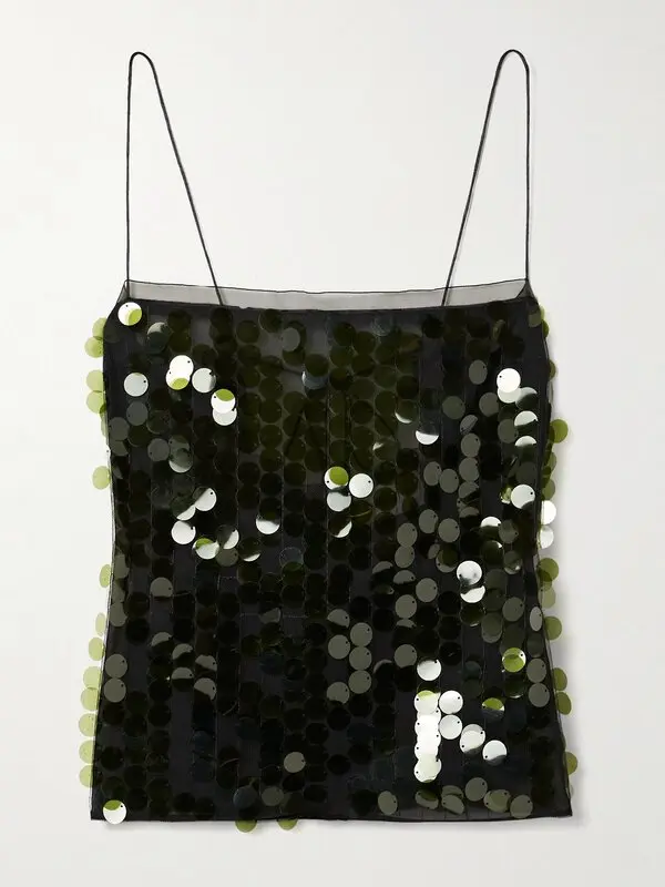16Arlington Suero Sequined Chiffon Top - Black