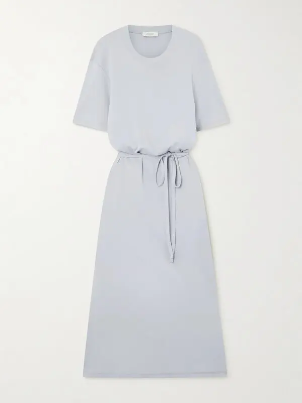 LEMAIRE Belted Cotton-jersey Midi Dress - Blue