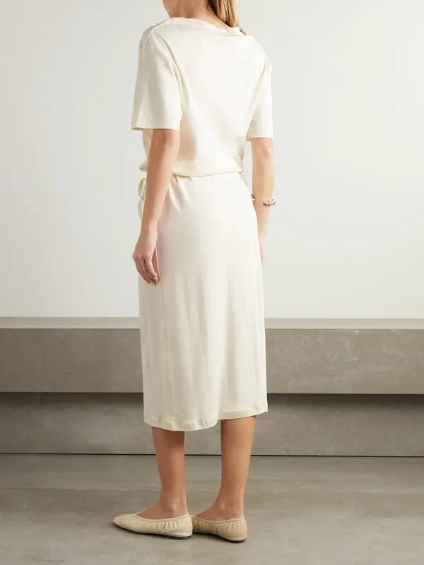 LEMAIRE Belted Cotton-jersey Midi Dress - Neutrals