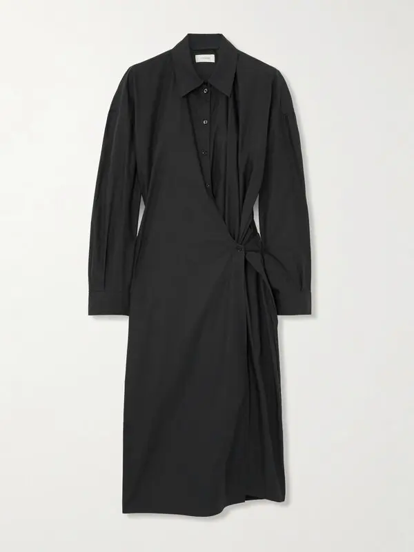 LEMAIRE Wrap-effect Cotton-poplin Midi Shirt Dress
