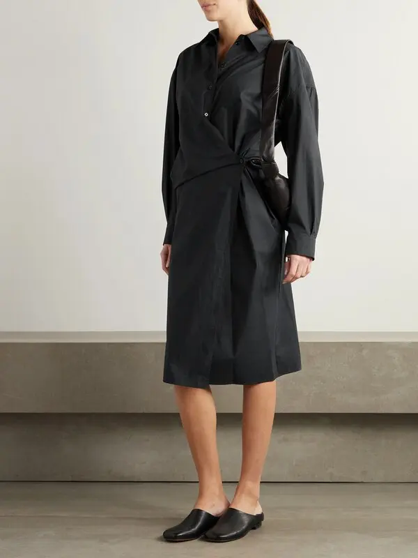 LEMAIRE Wrap-effect Cotton-poplin Midi Shirt Dress
