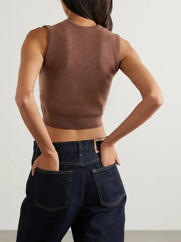 Eterne Lenny Cropped Cashmere Vest - Brown