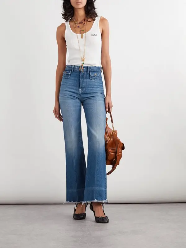 Chloé Frayed High-rise Flared Jeans