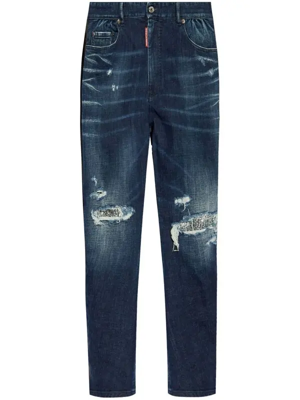 Dsquared2 Distressed Straight Leg Jeans - Blue