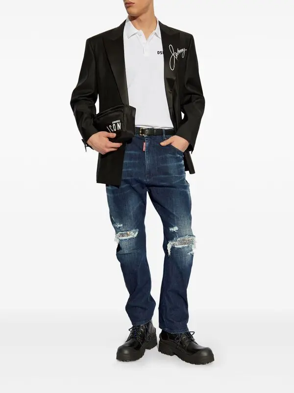 Dsquared2 Distressed Straight Leg Jeans - Blue