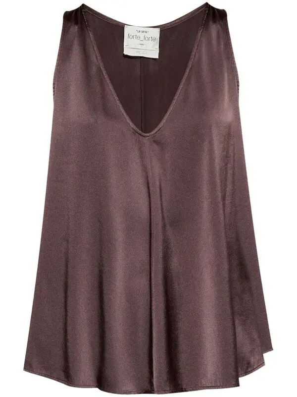 FORTE_FORTE V-neck Silk Blouse