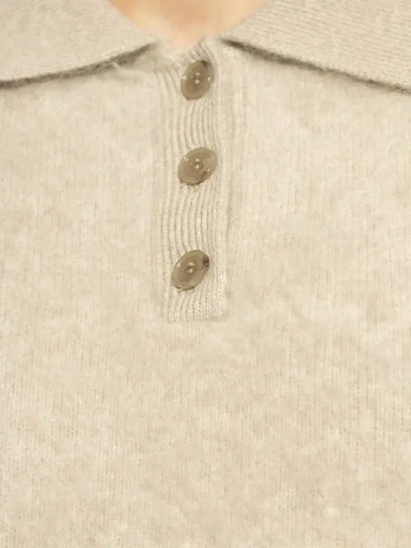 LISA YANG Carolyn Buttoned Collared Polo Top - Neutrals
