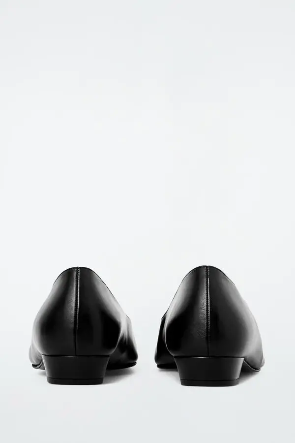Cos Square-toe Leather Court Shoes - Black