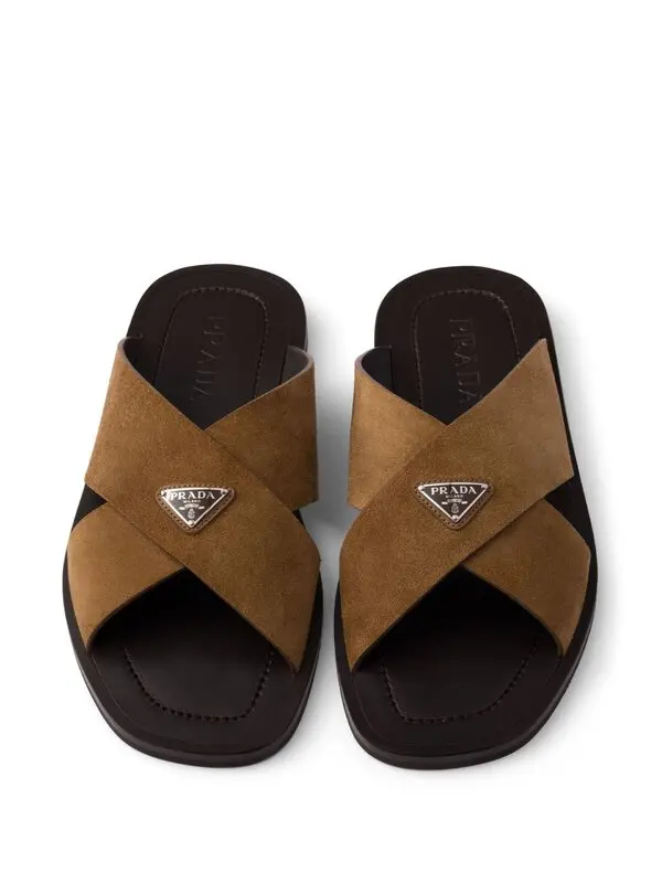 Prada Suede Crisscross Slides
