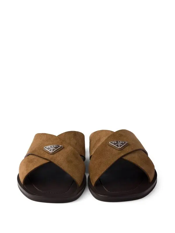 Prada Suede Crisscross Slides