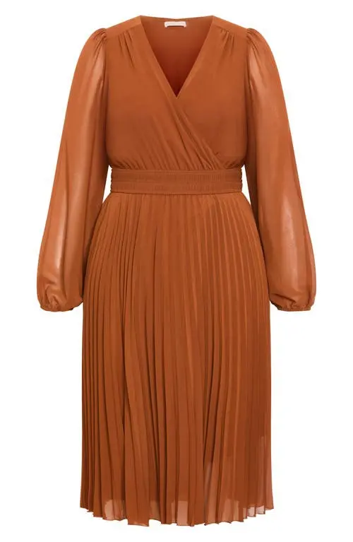 City Chic Sheer Finley Long Sleeve Dress