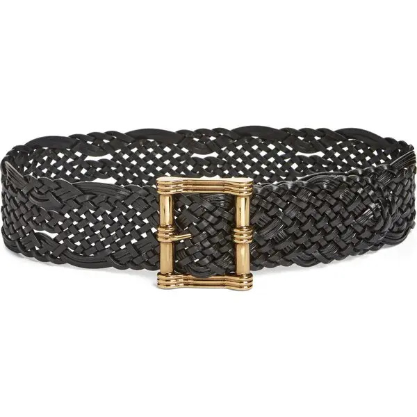 Etro Woven Leather Wide Belt - Black