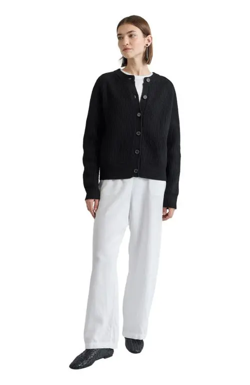 Almina Concept Button Up Wool Cropped Cardigan - Black