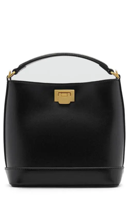 Mango Mini Faux Leather Top Handle Bag - Black