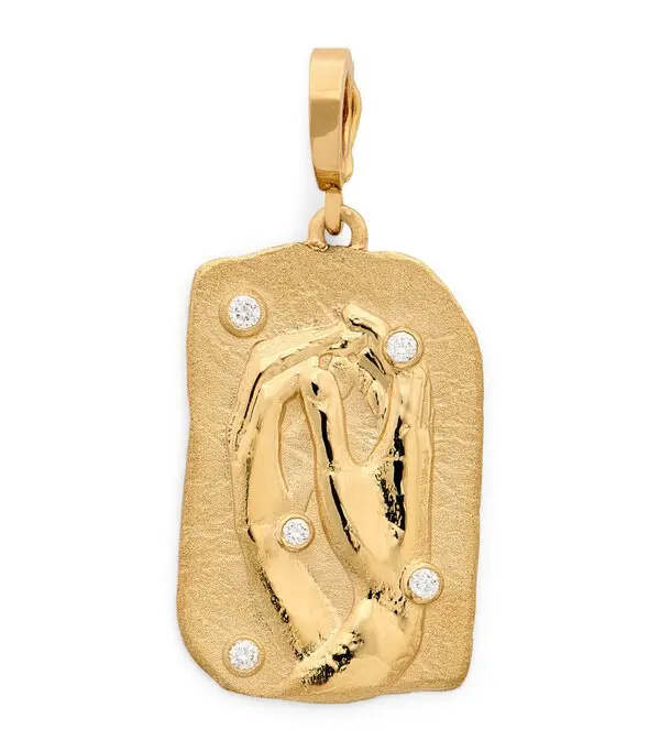 AZLEE Collide Relic Coin Charm In 18k Yellow With Diamonds - Gold