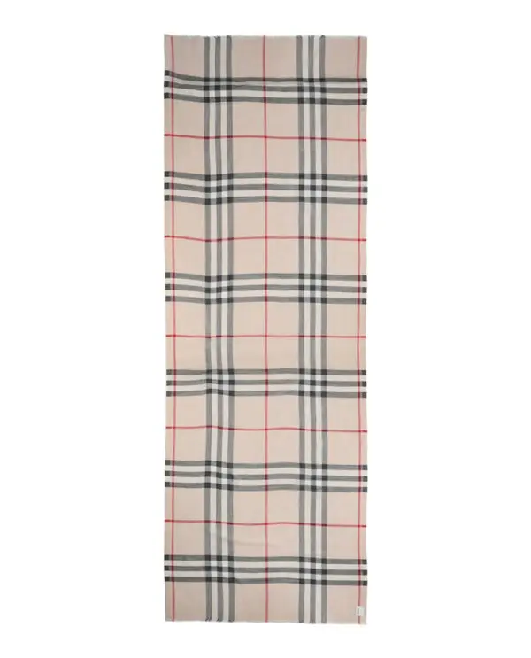 Burberry Check Wool Silk Scarf - White