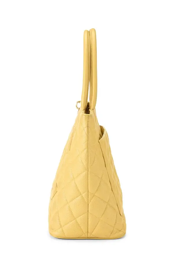 Chanel Quilted Caviar Medallion Tote - Yellow
