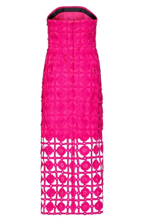 MILLY Kait Lace Strapless Midi Dress - Milly Pink