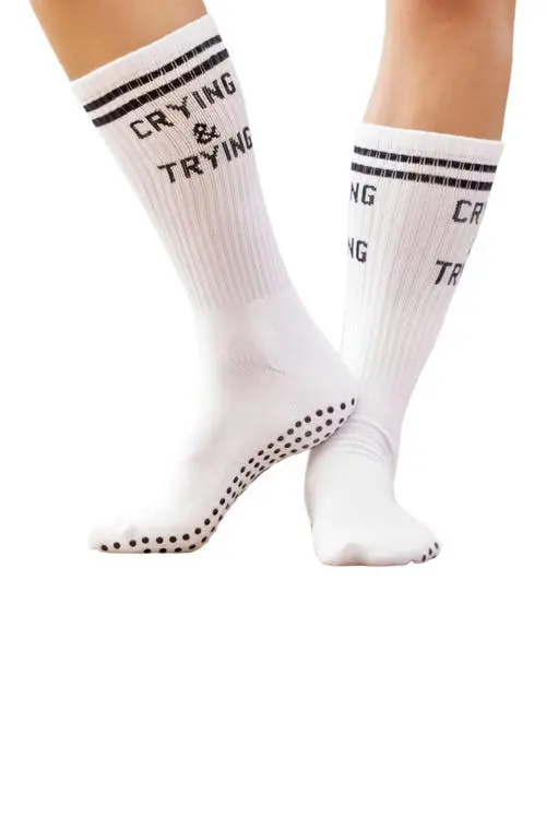 SOULS. Souls 'crying & Trying' Crew Grip Socks - White