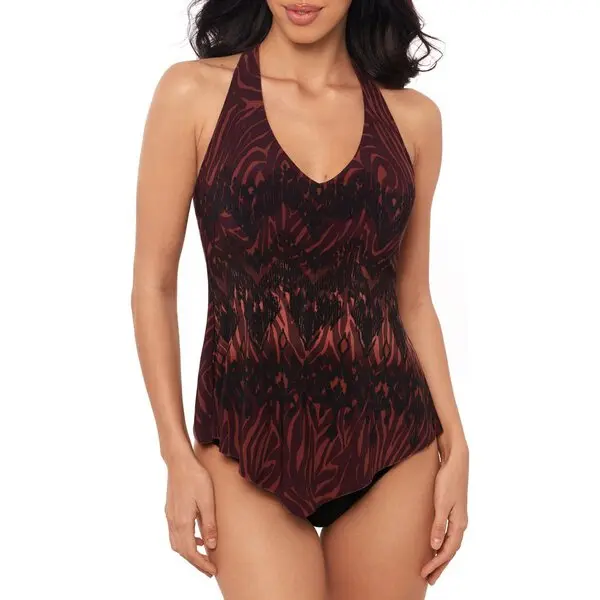MAGICSUIT® Zabra Taylor Skirted One-piece Swimsuit - Brown Multi