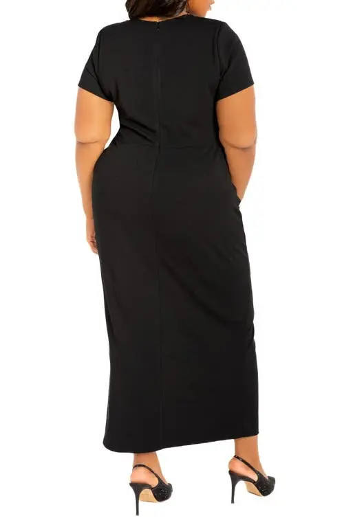 BUXOM COUTURE Gathered Waist Midi Dress - Black