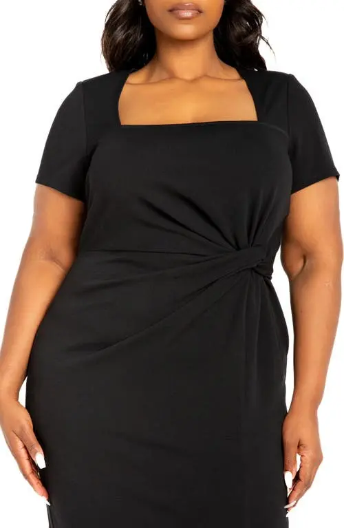 BUXOM COUTURE Gathered Waist Midi Dress - Black