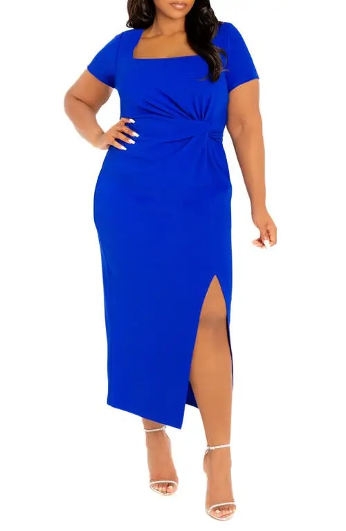 BUXOM COUTURE Gathered Waist Midi Dress - Royal Blue