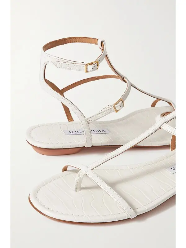 AQUAZZURA Ponza Croc-effect Leather Sandals