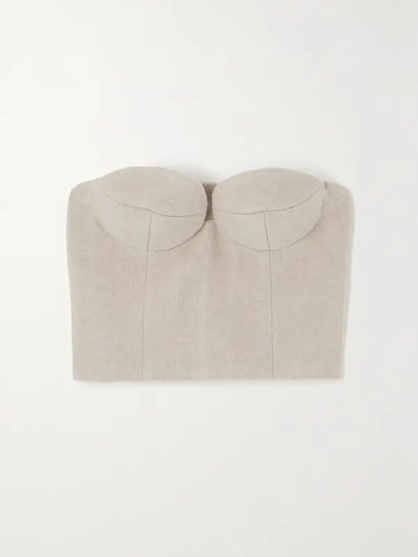 Magda Butrym Strapless Cashmere Bustier Top - Neutrals