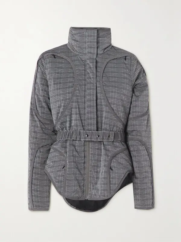 Alexander McQueen Long Now Padded Matelassé Checked Shell Jacket