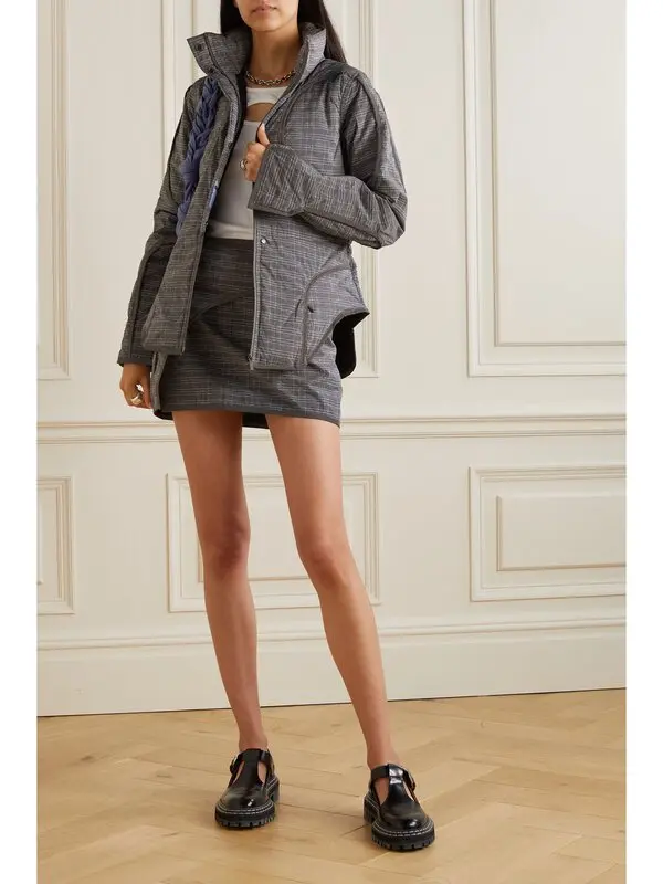 Alexander McQueen Long Now Padded Matelassé Checked Shell Jacket