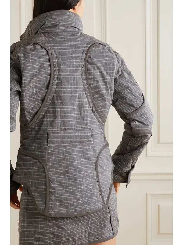 Alexander McQueen Long Now Padded Matelassé Checked Shell Jacket