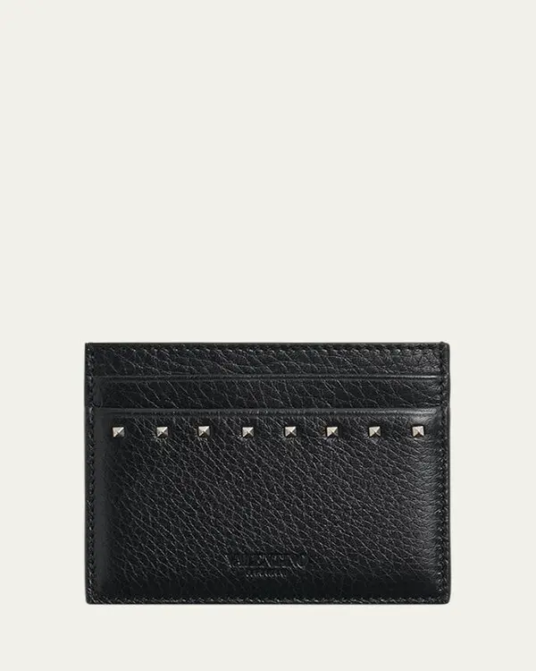 Valentino Garavani Leather Rockstud Card Holder - Nero