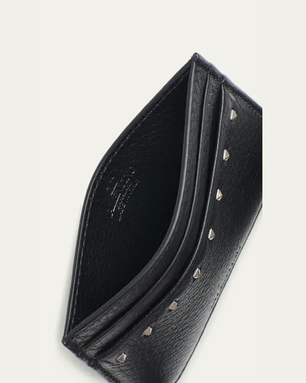 Valentino Garavani Leather Rockstud Card Holder - Nero