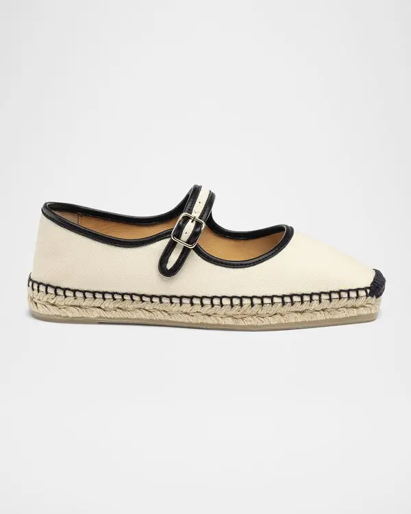 CastaÑer Padua Bicolor Canvas Mary Jane Espadrilles - Crudo