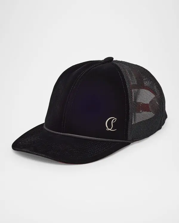 CHRISTIAN LOUBOUTIN Aliochitto Velvet Trucker Hat - Black