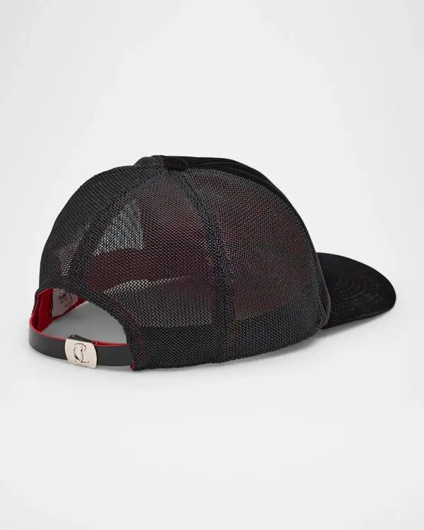 CHRISTIAN LOUBOUTIN Aliochitto Velvet Trucker Hat - Black