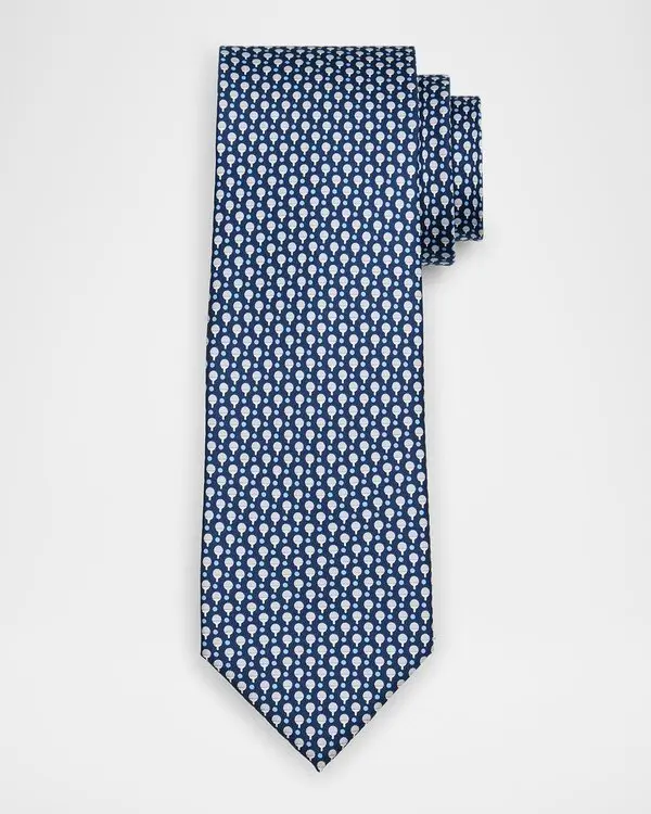 FERRAGAMO Ping Pong Paddle Printed Tie - Blue